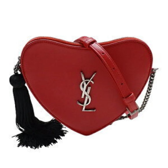 Saint Laurent | Bags | Saint Laurent Bag Heart Shoulder Leather Red Ysl ...